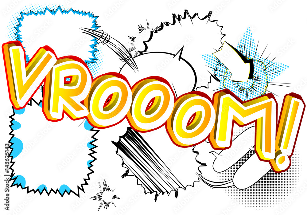 VRoom! - Vector illustrated comic book style expression. Stock Vector ...
