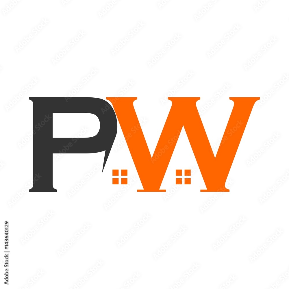 letter p and w logo vector. home logo vector. Stock Vector | Adobe Stock