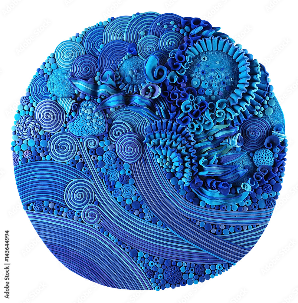 Bright, colored, volumetric panel, a round texture, reminiscent of a ...