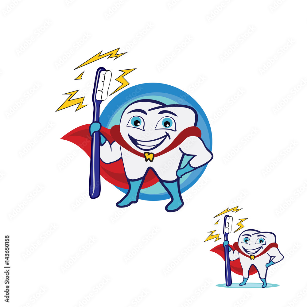 cartoon mascot superhero dental Stock Vector | Adobe Stock