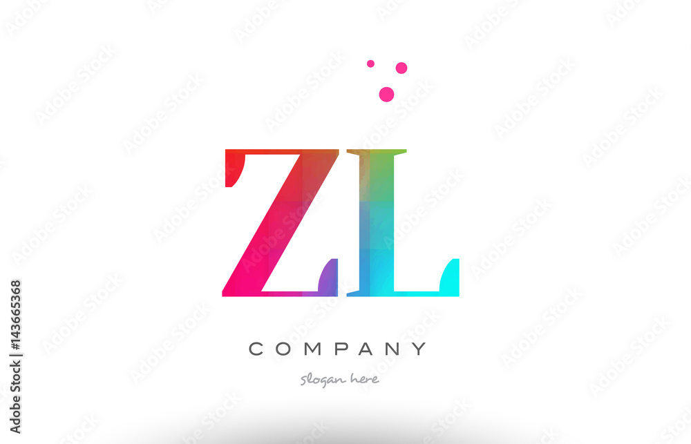 ZL Z L colored rainbow creative colors alphabet letter logo icon Stock ...