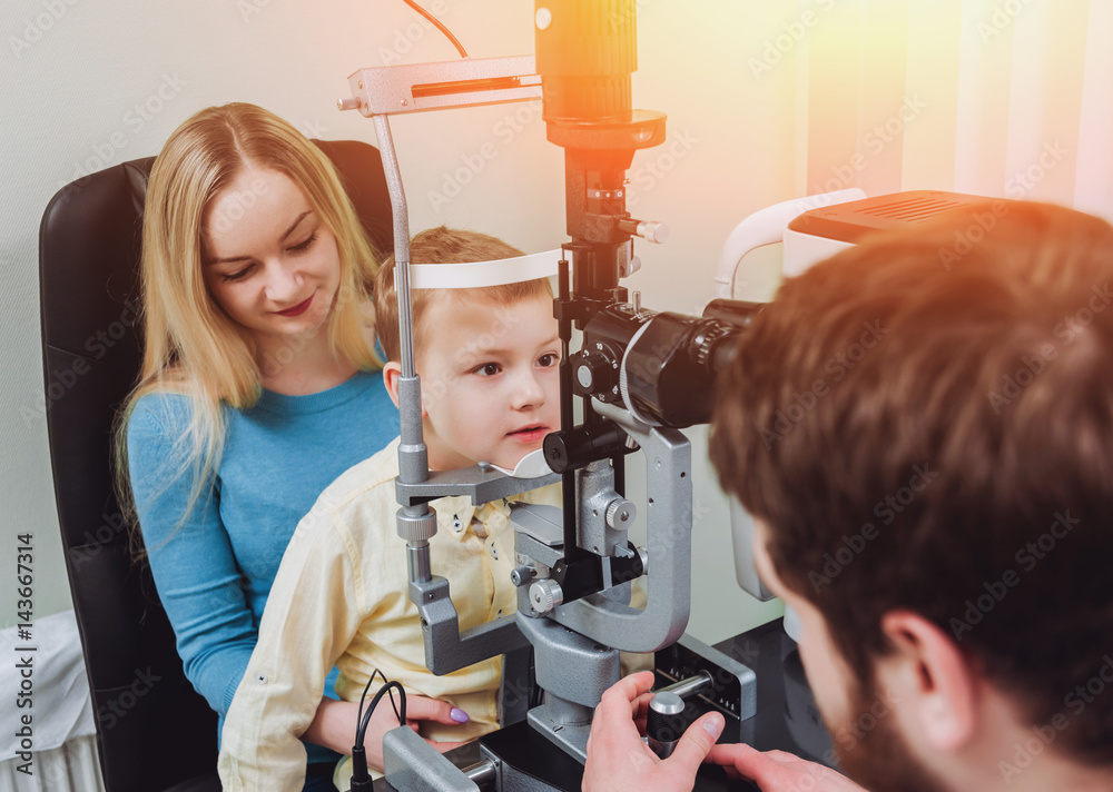 Slit lamp examination. Biomicroscopy of the anterior eye segment. Stock ...