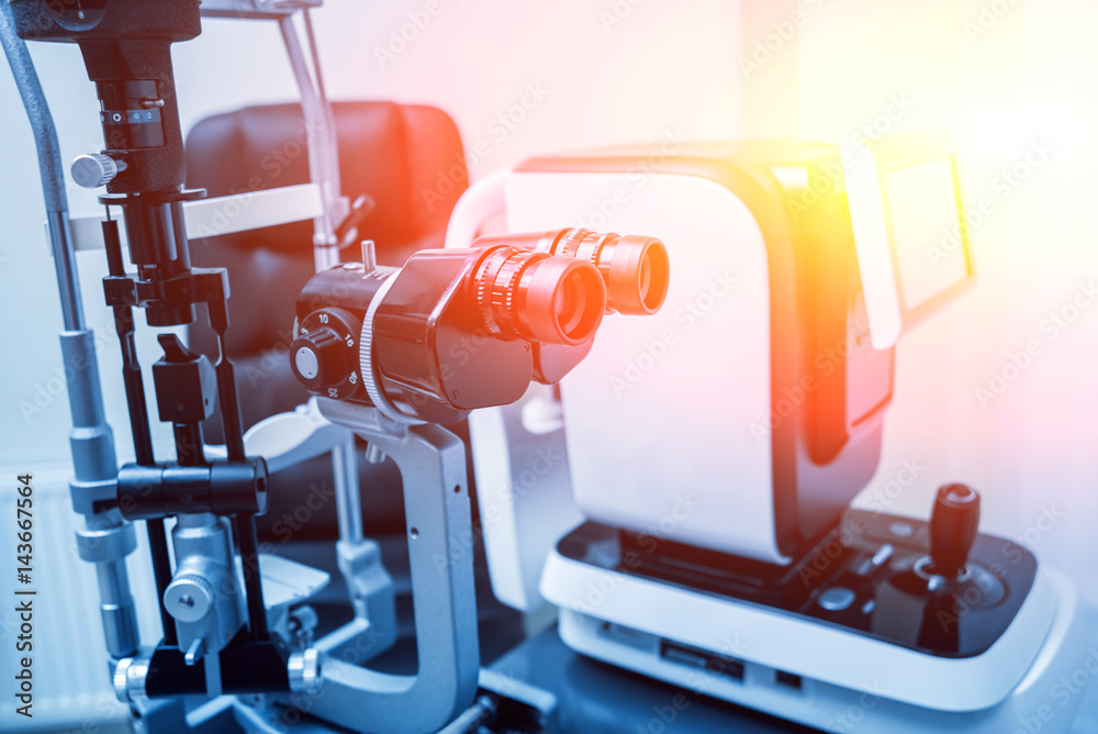 Refractometry. Keratometry. Refraction test. Optometry Stock Photo ...