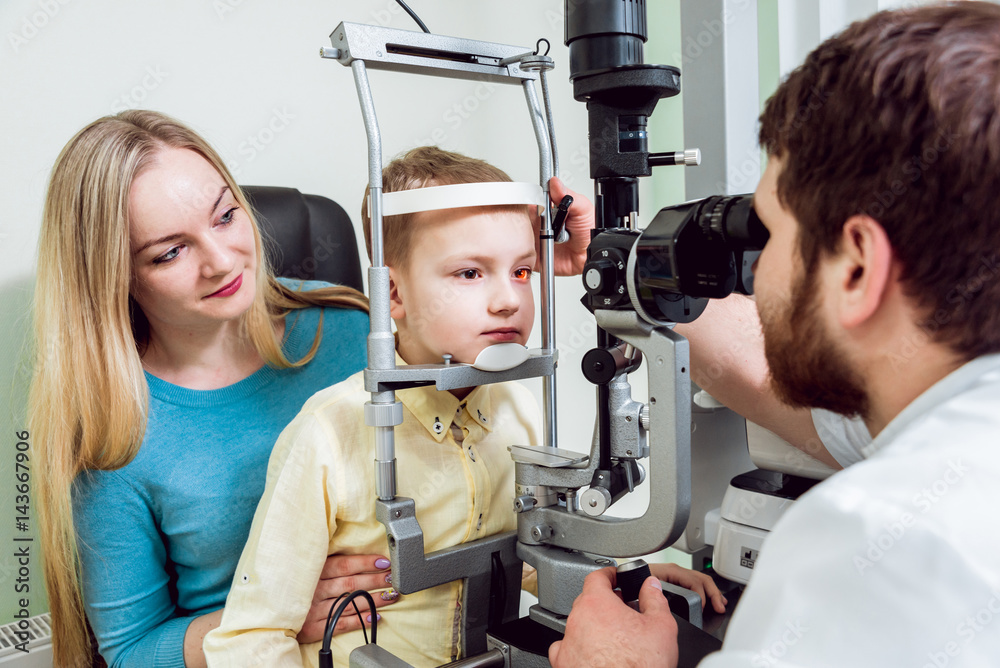 Slit lamp examination. Biomicroscopy of the anterior eye segment. Stock ...