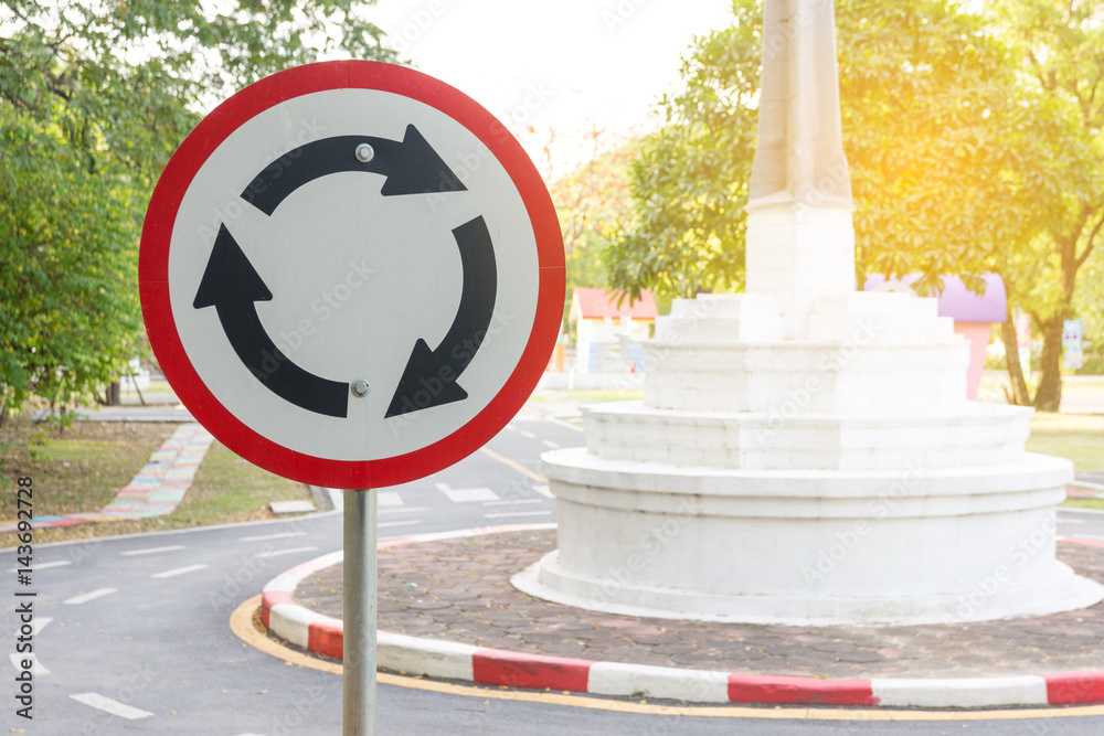 Traffic Roundabout Sign Stock Photo | Adobe Stock