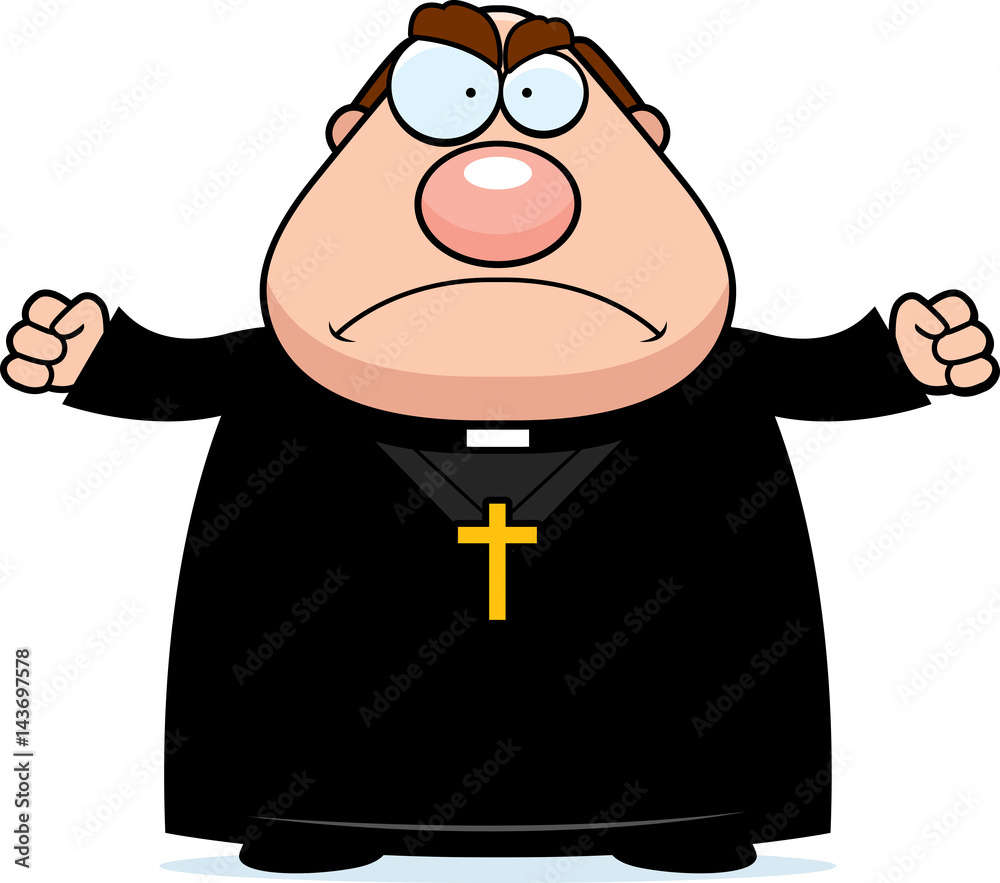 Angry Cartoon Priest Stock Vector | Adobe Stock