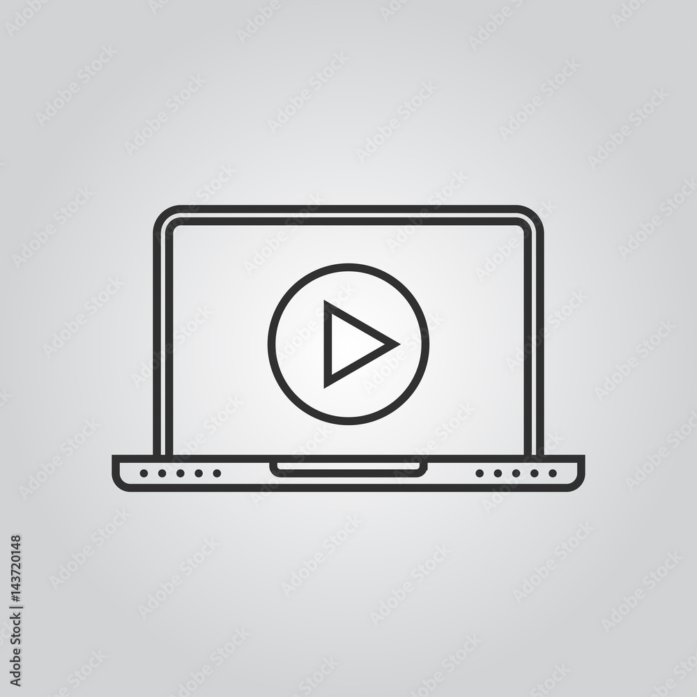 Laptop icon. Laptop with video player icon Stock Vector | Adobe Stock