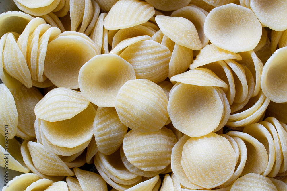 Orecchiette Italian Pasta- food texture or background Stock Photo ...