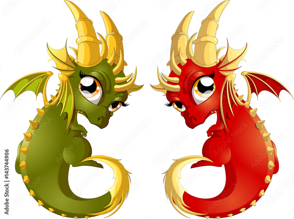 angry dragon cartoon Stock Vector | Adobe Stock