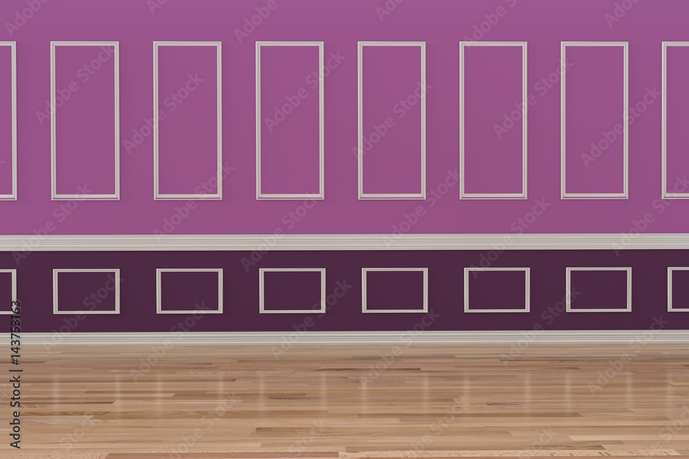 empty purple room design interior in 3D rendering Stock Illustration ...