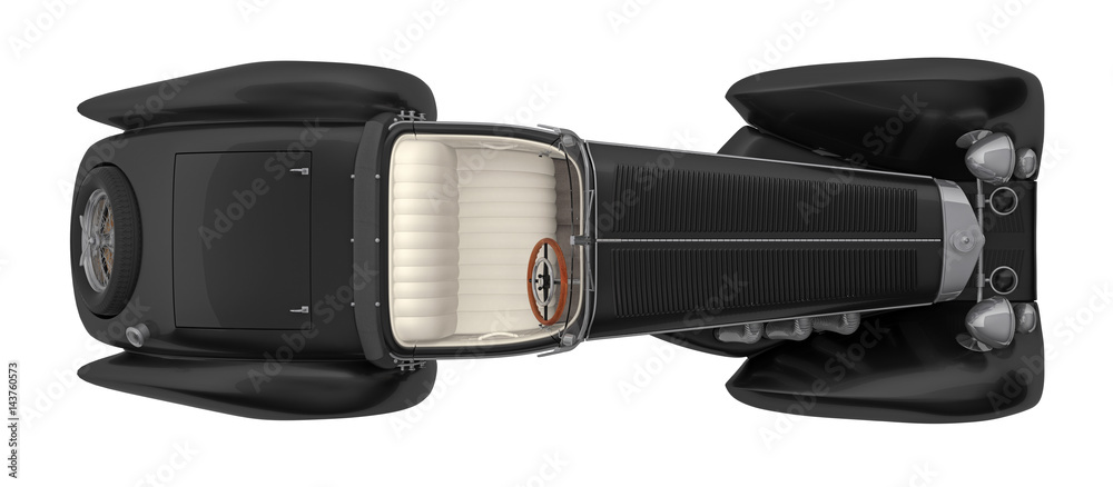 retro car cabriolet top view isolated on white 3d rendering Stock Photo ...