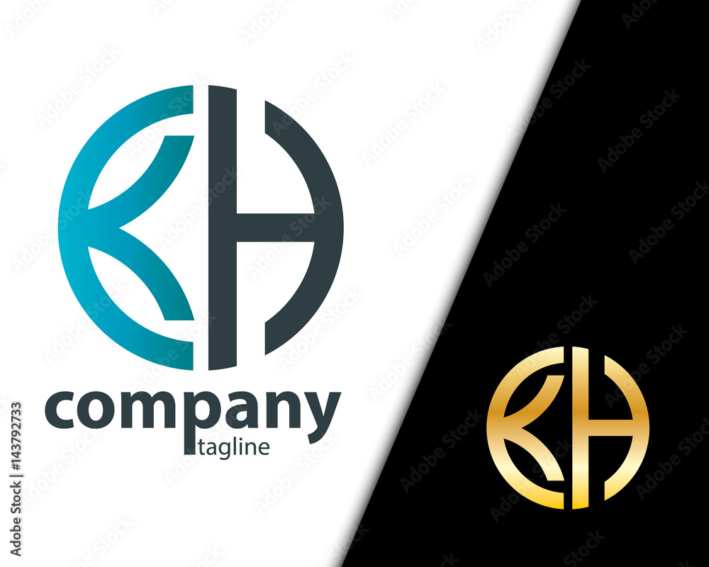 Initial Letter KH With Linked Circle Logo Stock Vector | Adobe Stock