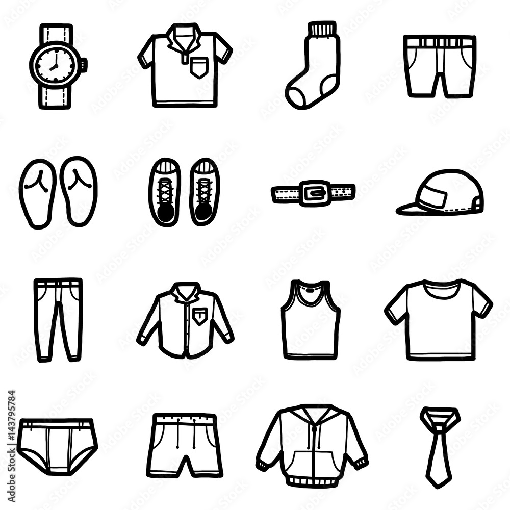 man clot, icons set / cartoon vector and illustration, hand drawn style ...