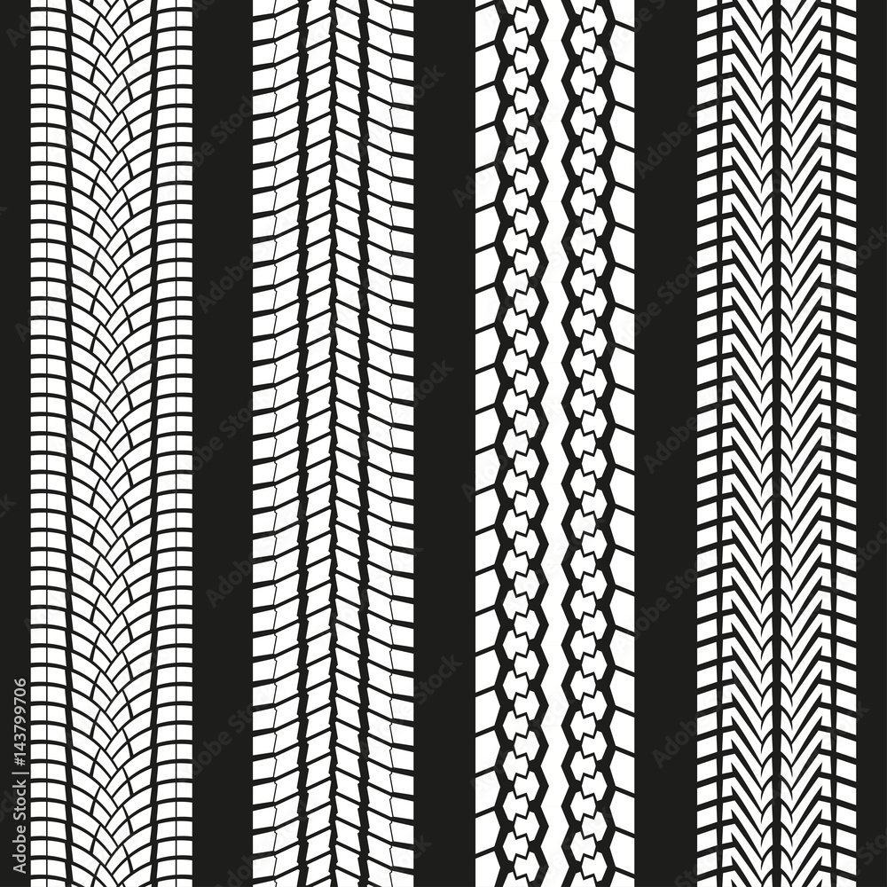 Tire tread set. Tyre marks background. Vector illustration Stock ...
