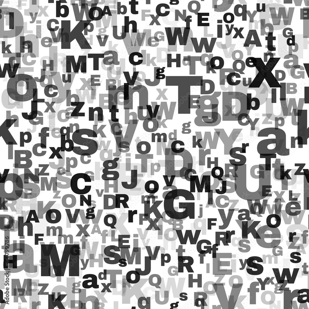 Seamless letters pattern. Repeatable alphabet background. Black and ...