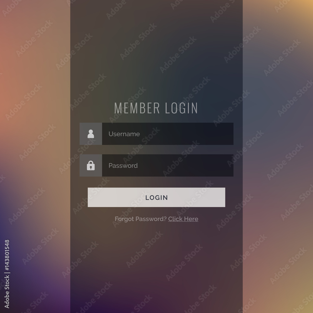 elegant dark login UI template design Stock Vector | Adobe Stock