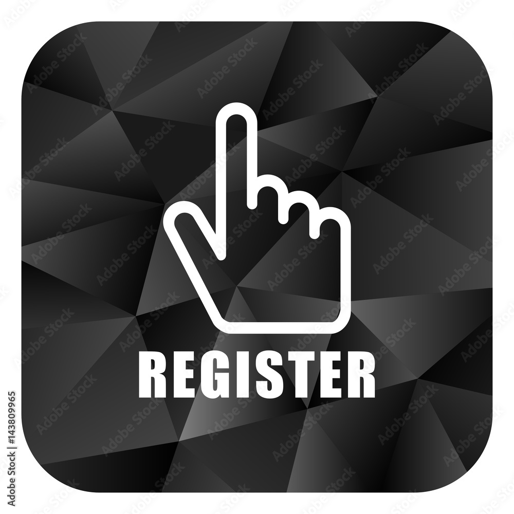 Register black color web modern brillant design square internet icon on ...