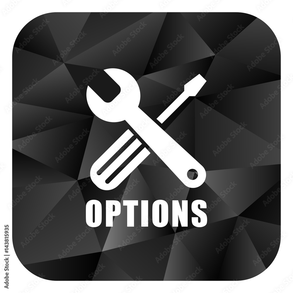 Options black color web modern brillant design square internet icon on ...