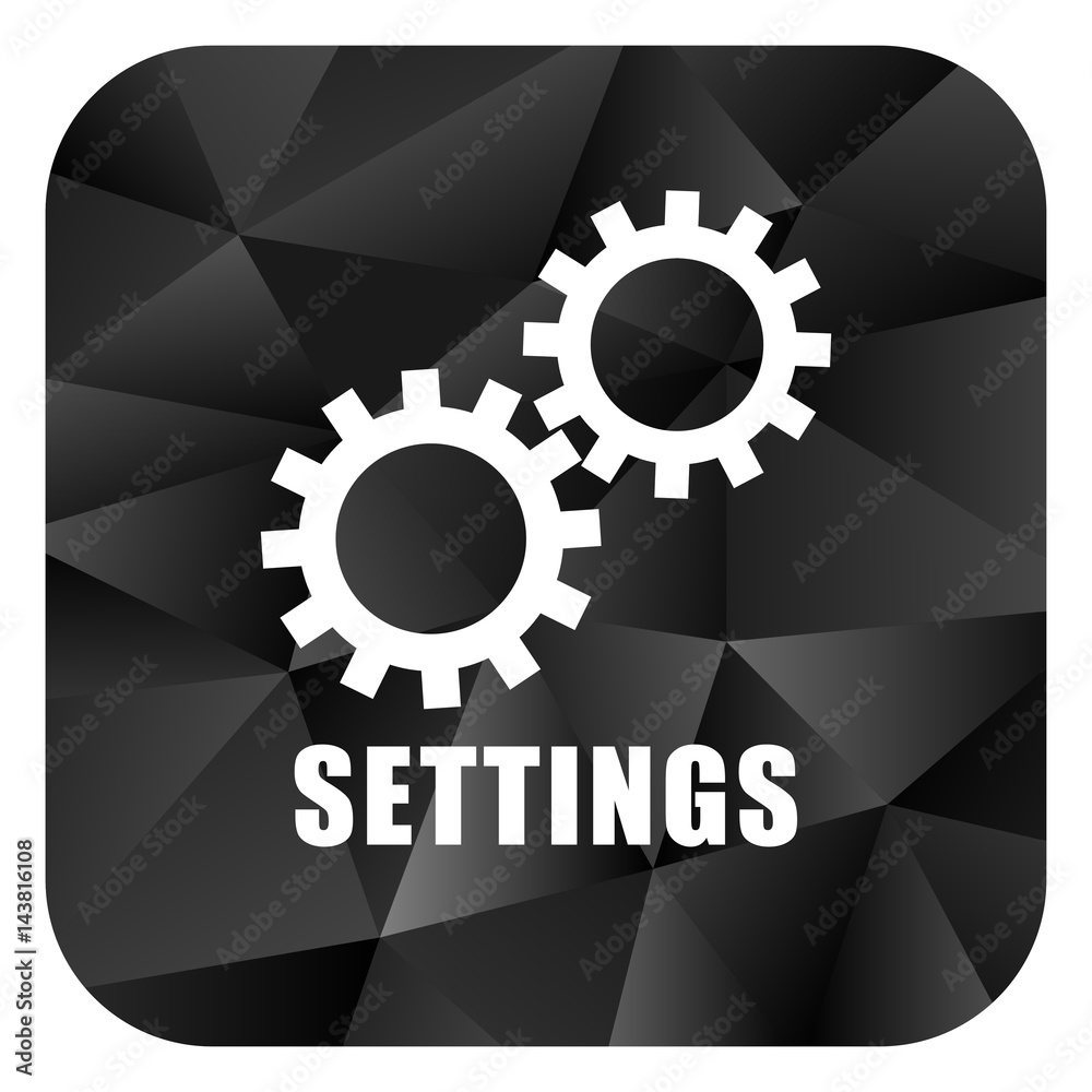 Settings black color web modern brillant design square internet icon on ...