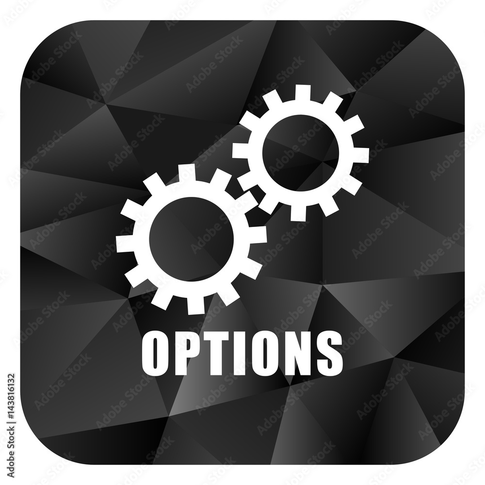 Options black color web modern brillant design square internet icon on ...