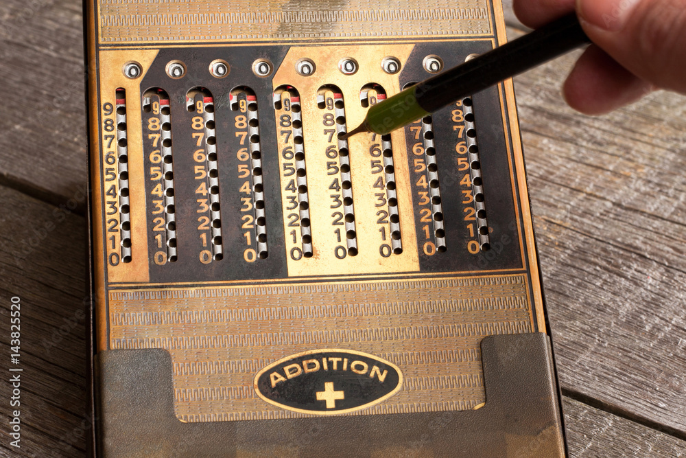 Vintage manual calculator from 1930s with a stylus Stock Photo | Adobe ...