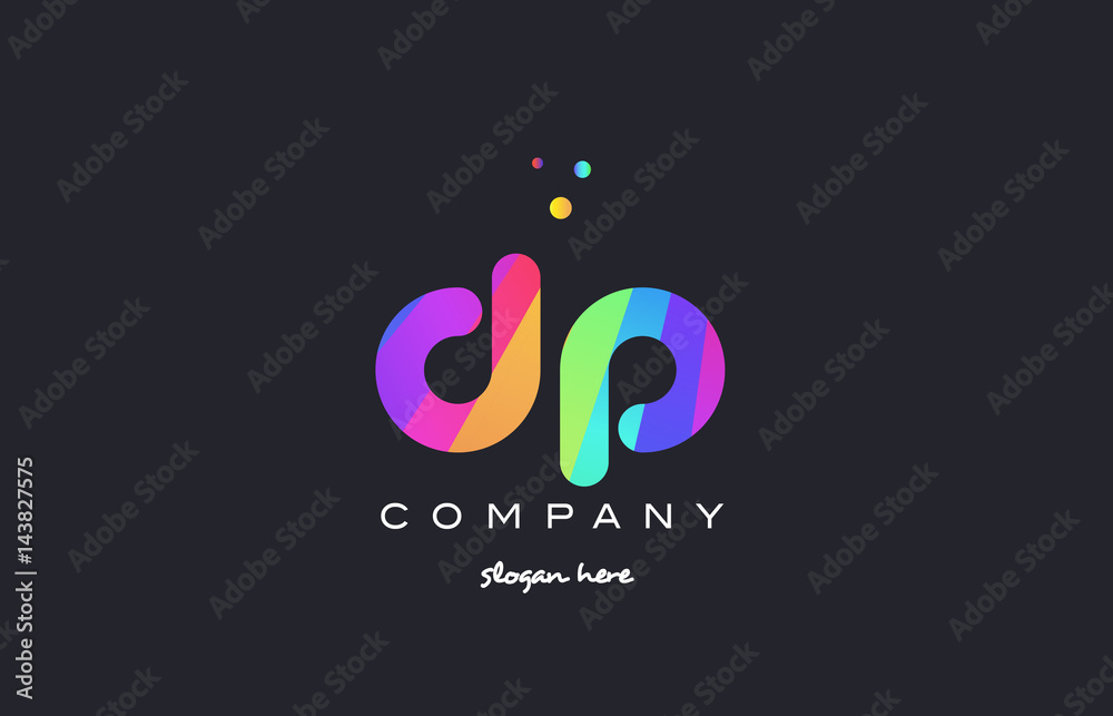 dp d p colored rainbow creative colors alphabet letter logo icon Stock ...