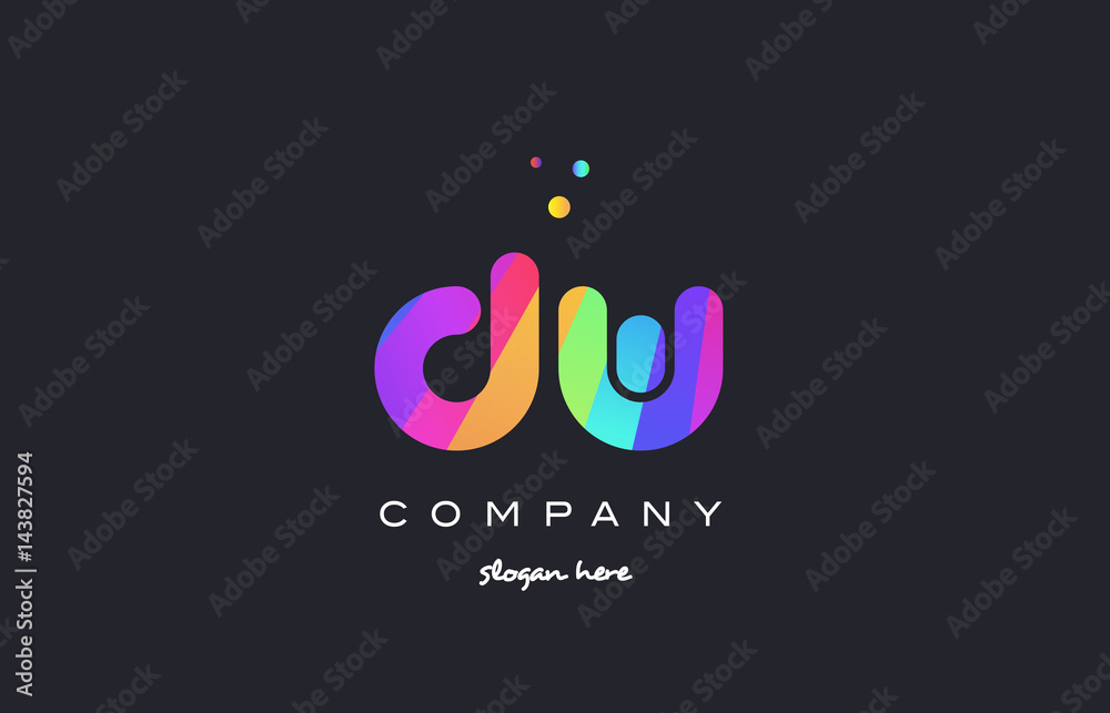 dw d w colored rainbow creative colors alphabet letter logo icon Stock ...