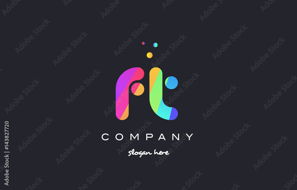 ft f t colored rainbow creative colors alphabet letter logo icon Stock ...