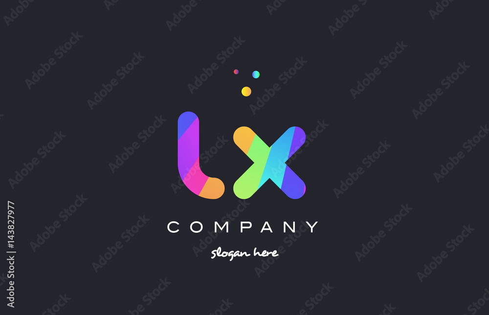 lx l x colored rainbow creative colors alphabet letter logo icon Stock ...