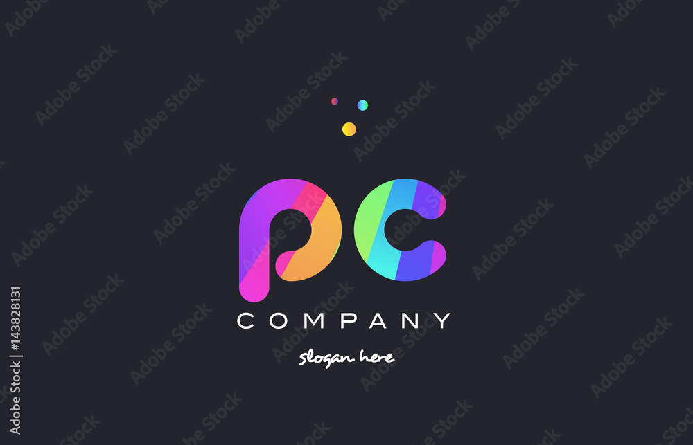 pc p c colored rainbow creative colors alphabet letter logo icon Stock ...