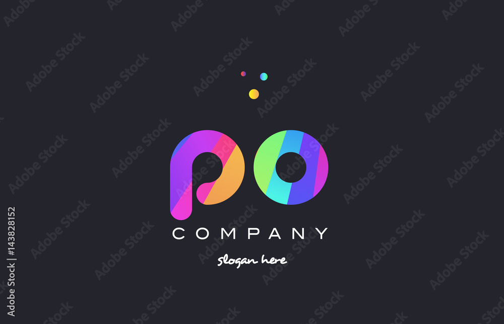 po p o colored rainbow creative colors alphabet letter logo icon Stock ...