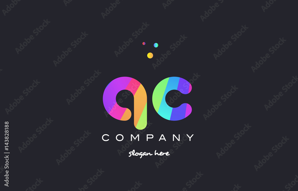 qc q c colored rainbow creative colors alphabet letter logo icon Stock ...