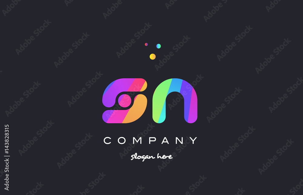 sn s n colored rainbow creative colors alphabet letter logo icon Stock ...
