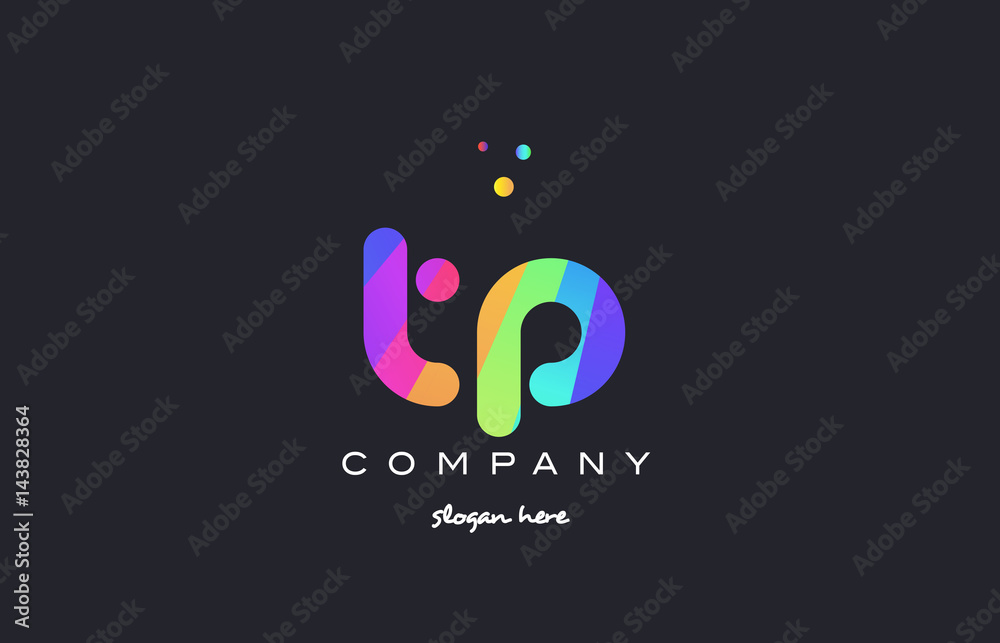 tp t p colored rainbow creative colors alphabet letter logo icon Stock ...