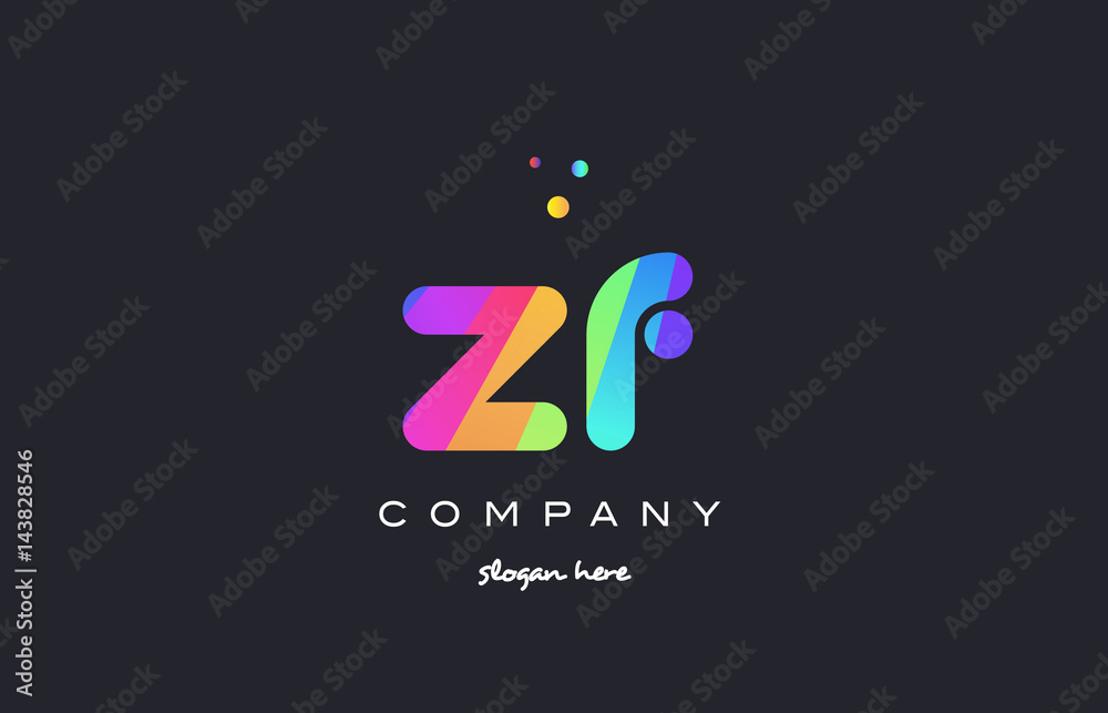 zf z f colored rainbow creative colors alphabet letter logo icon Stock ...