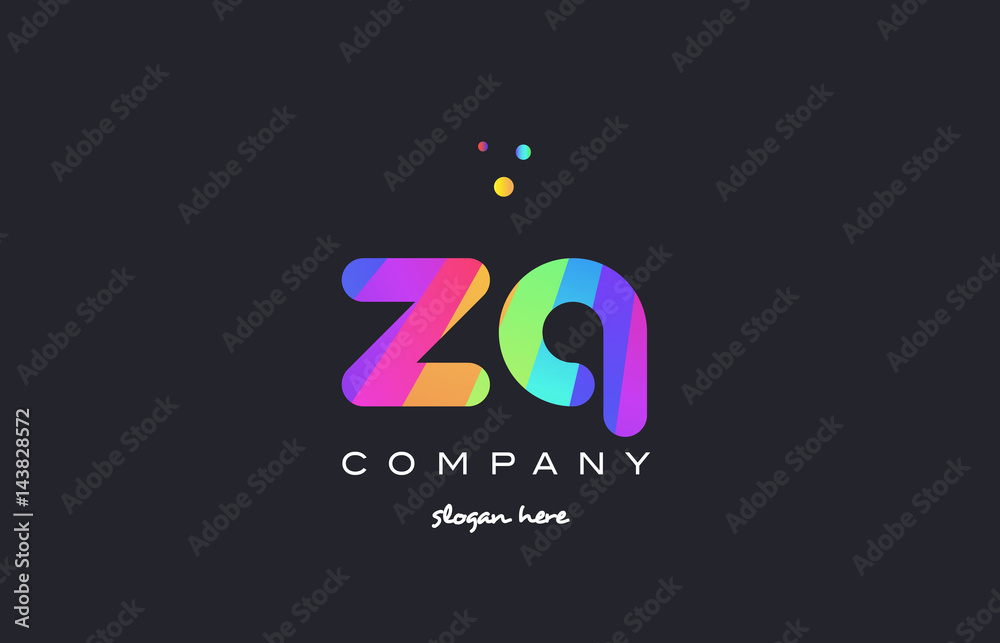 zq z q colored rainbow creative colors alphabet letter logo icon Stock ...