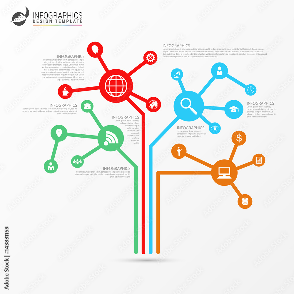Infographic template. Abstract technology tree concept. Vector Stock ...