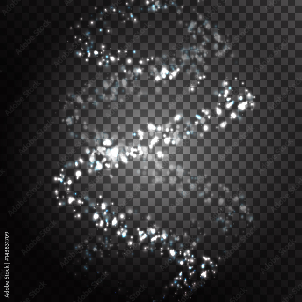 Vector white sparkle effect on the transparent background. Realistic ...