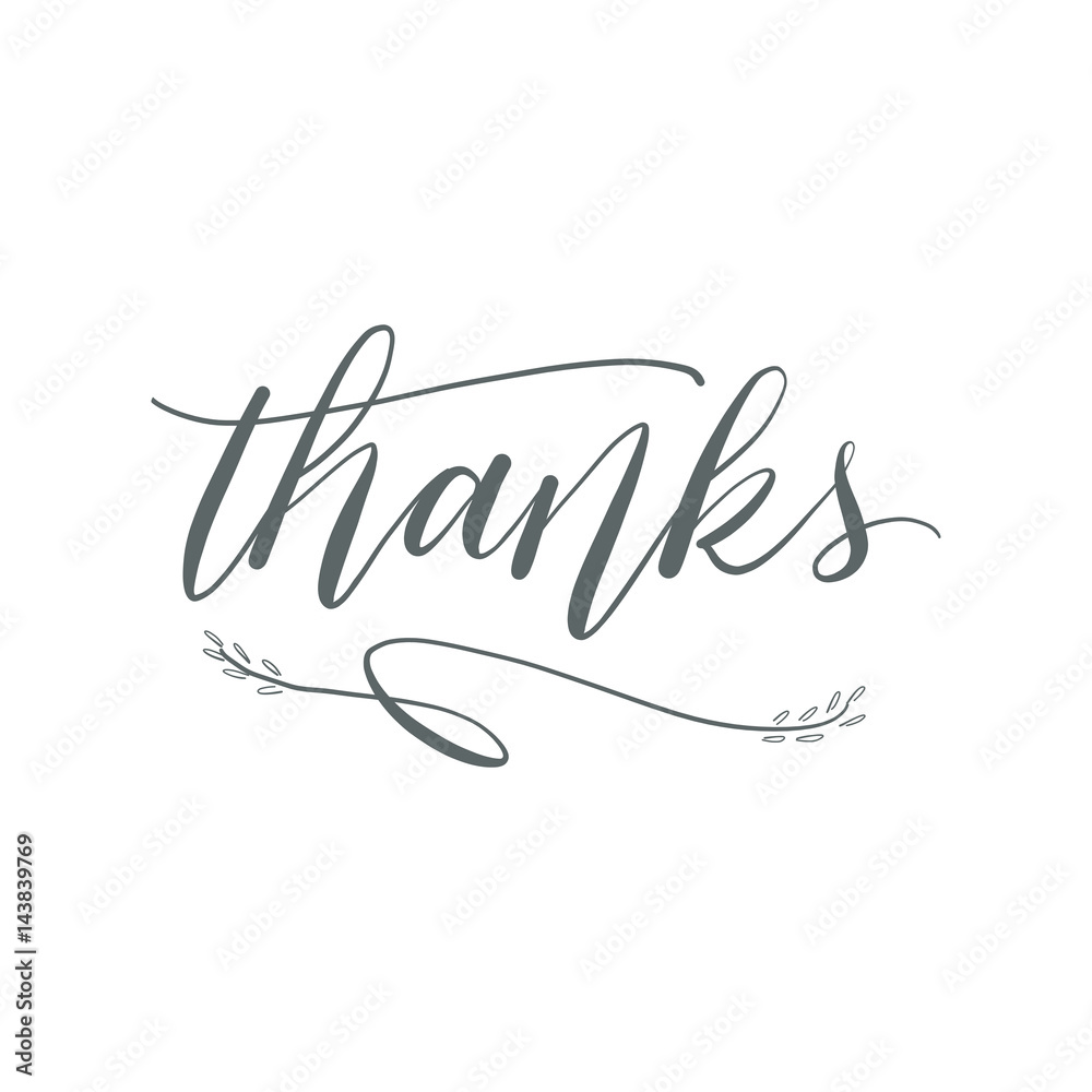 Thanks - Hand Calligraphy Stock Vector | Adobe Stock