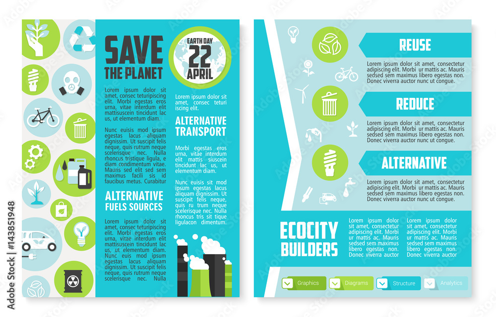 Earth Day brochure or poster template design Stock Vector | Adobe Stock