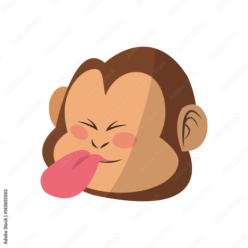 Monkey showing tongue cartoon icon over white background. colorful ...