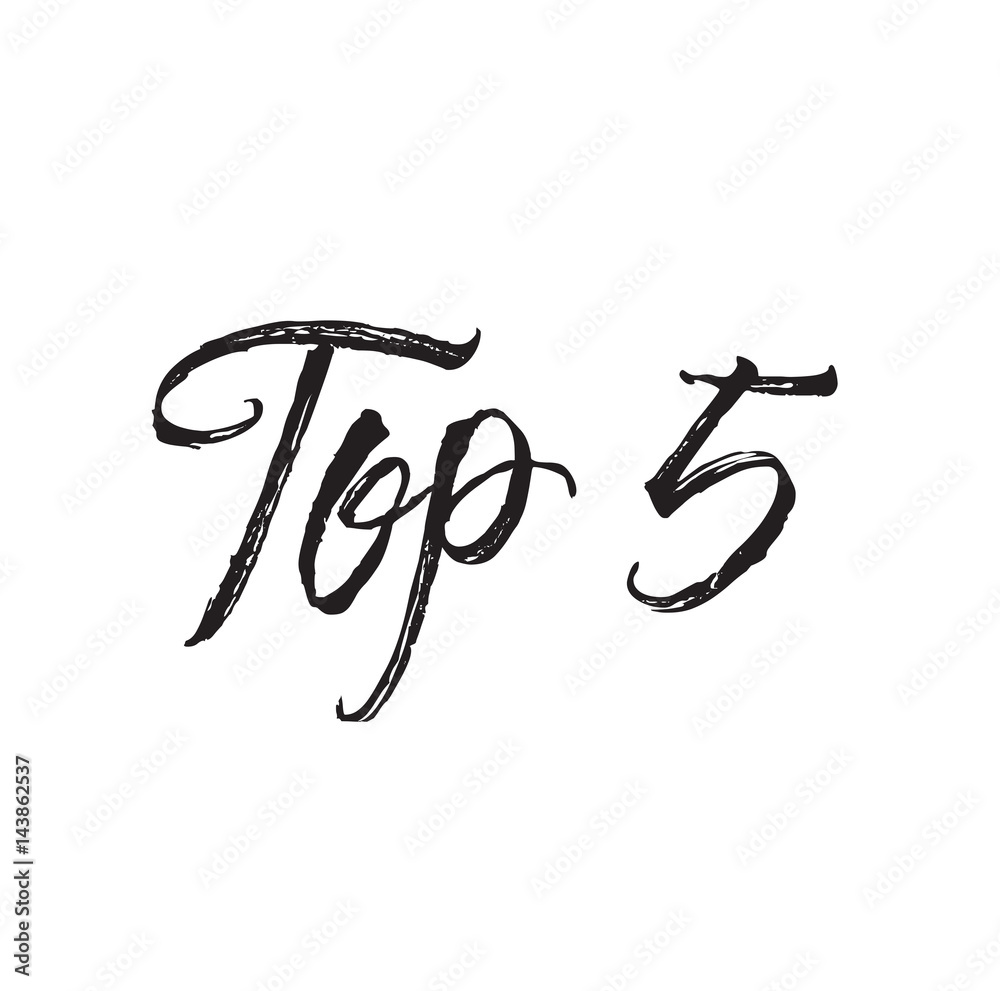 top 5, text design. Vector calligraphy. Typography poster. Stock Vector ...