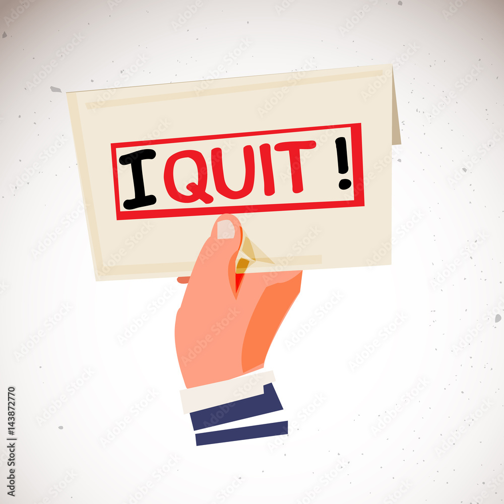 hand holding envelope with text "I Quit" in backside. resignation ...
