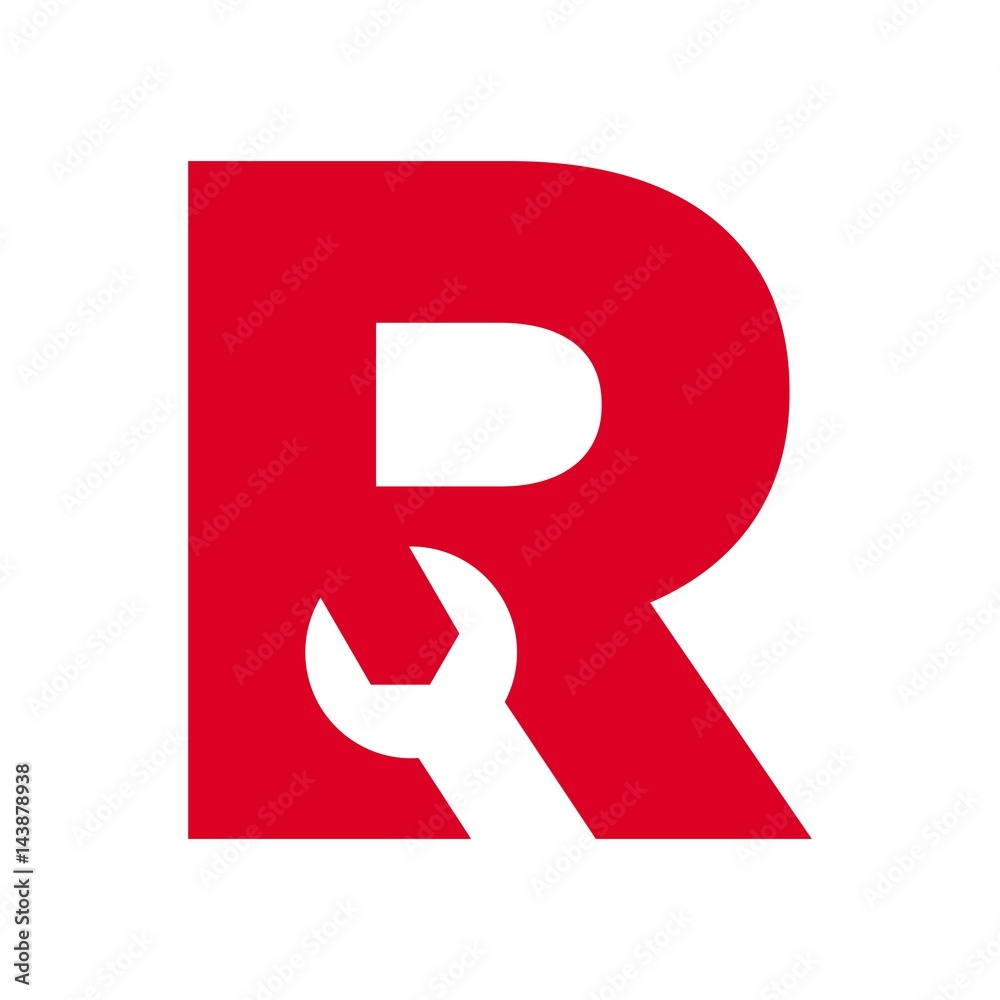 letter R and wrench symbol. logo vector. Stock Vector | Adobe Stock