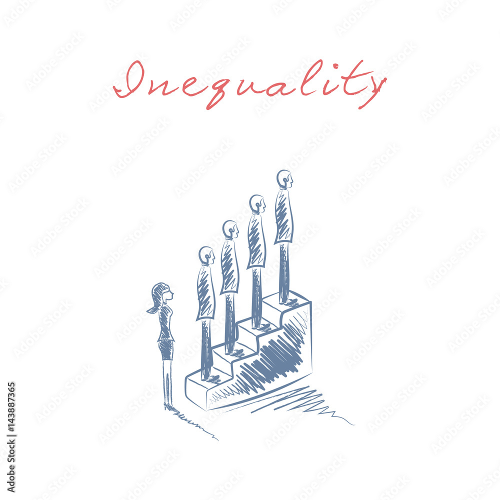 Gender issues in business hand drawn sketch vector concept. Business ...