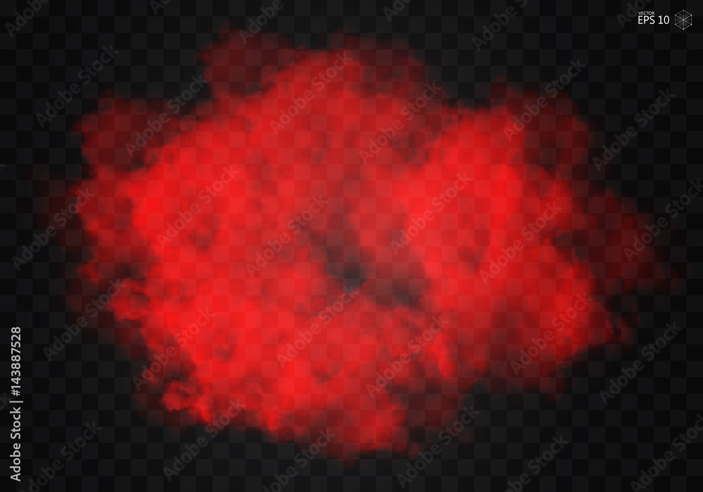 Fog or smoke red isolated transparent special effect. White vector ...
