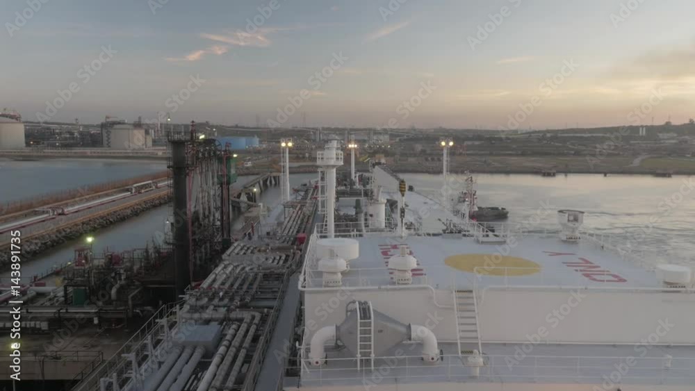 Mooring of LPG tanker alongside jetty of gas terminal Stock Video ...