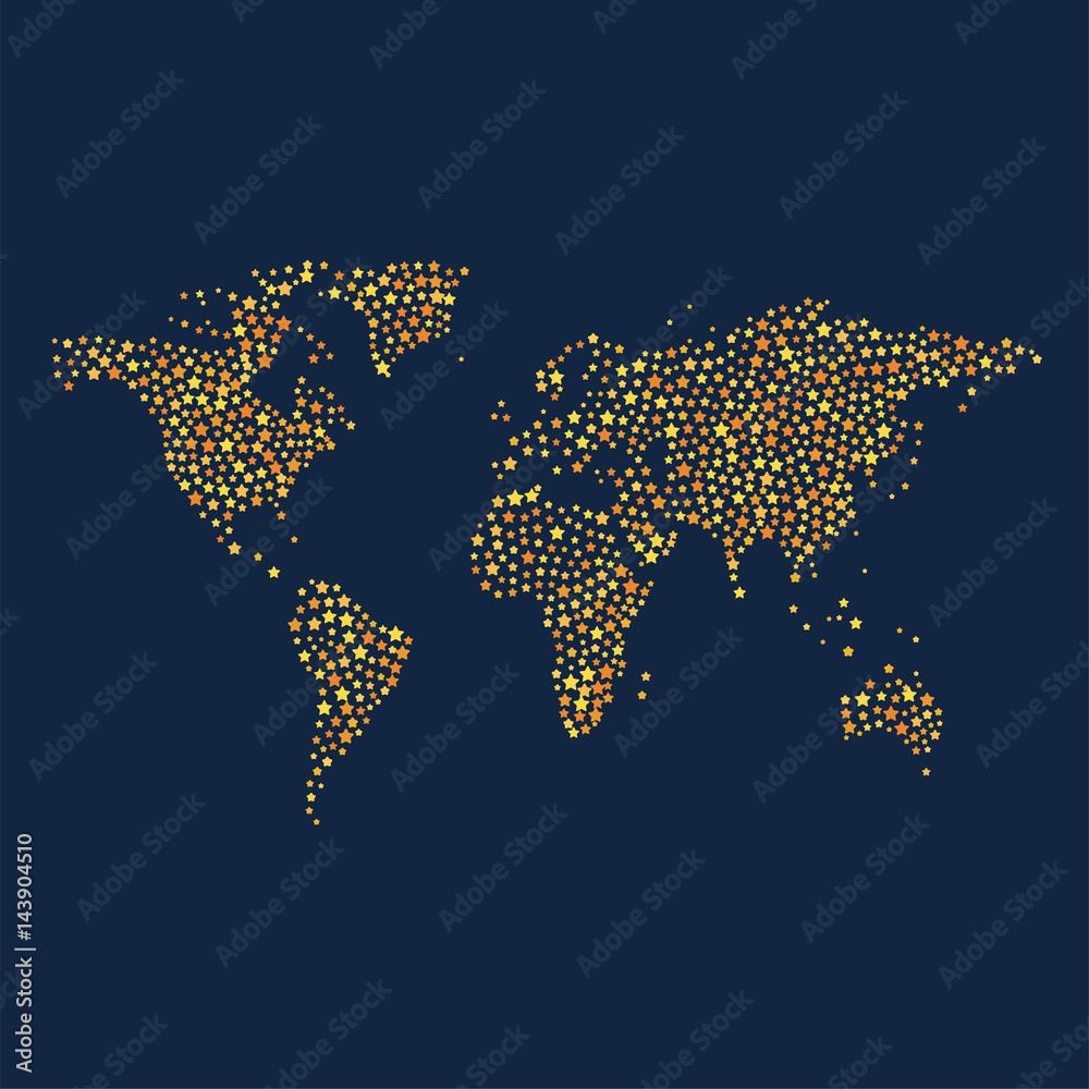 World map made out with stars of different sizes in flat style. Stock ...