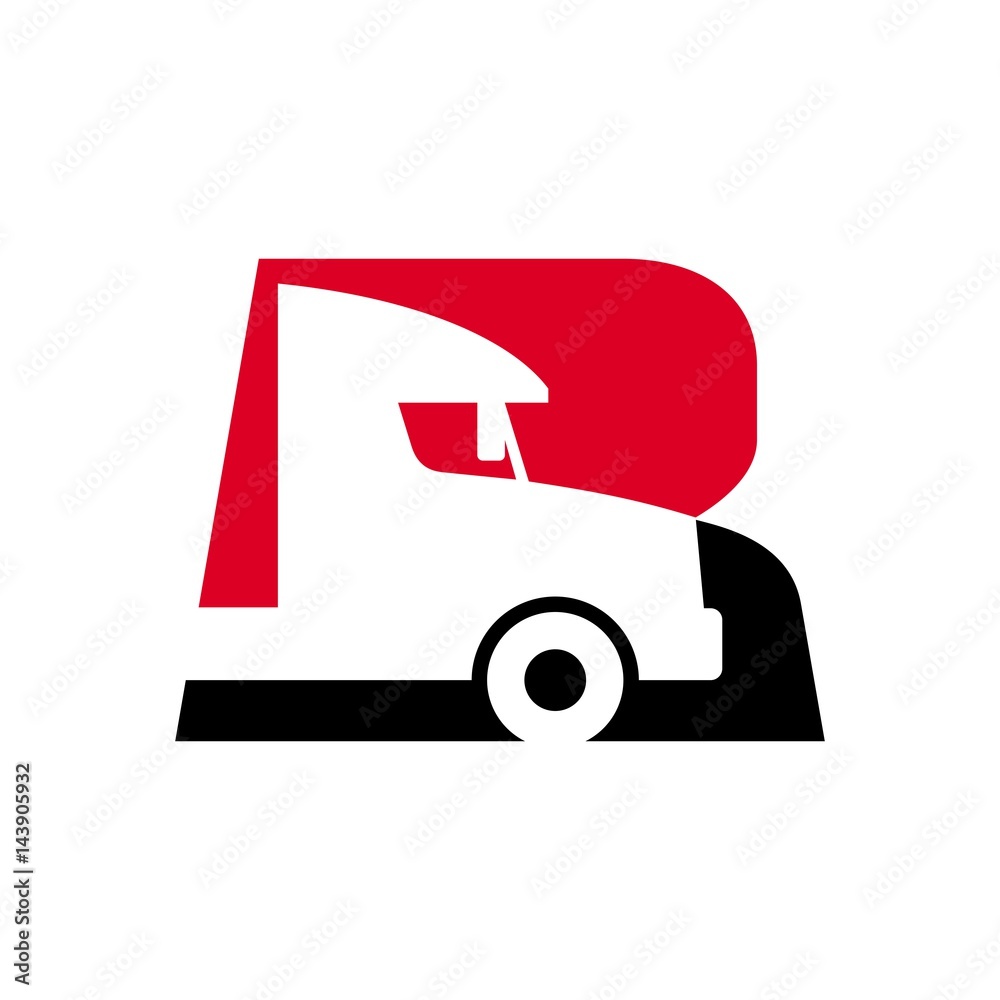 letter r logo vector. truck logo vector. Stock Vector | Adobe Stock