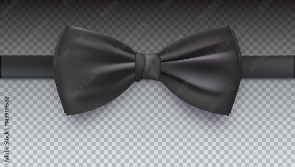 Realistic black bow tie, vector illustration, isolated on transparent ...
